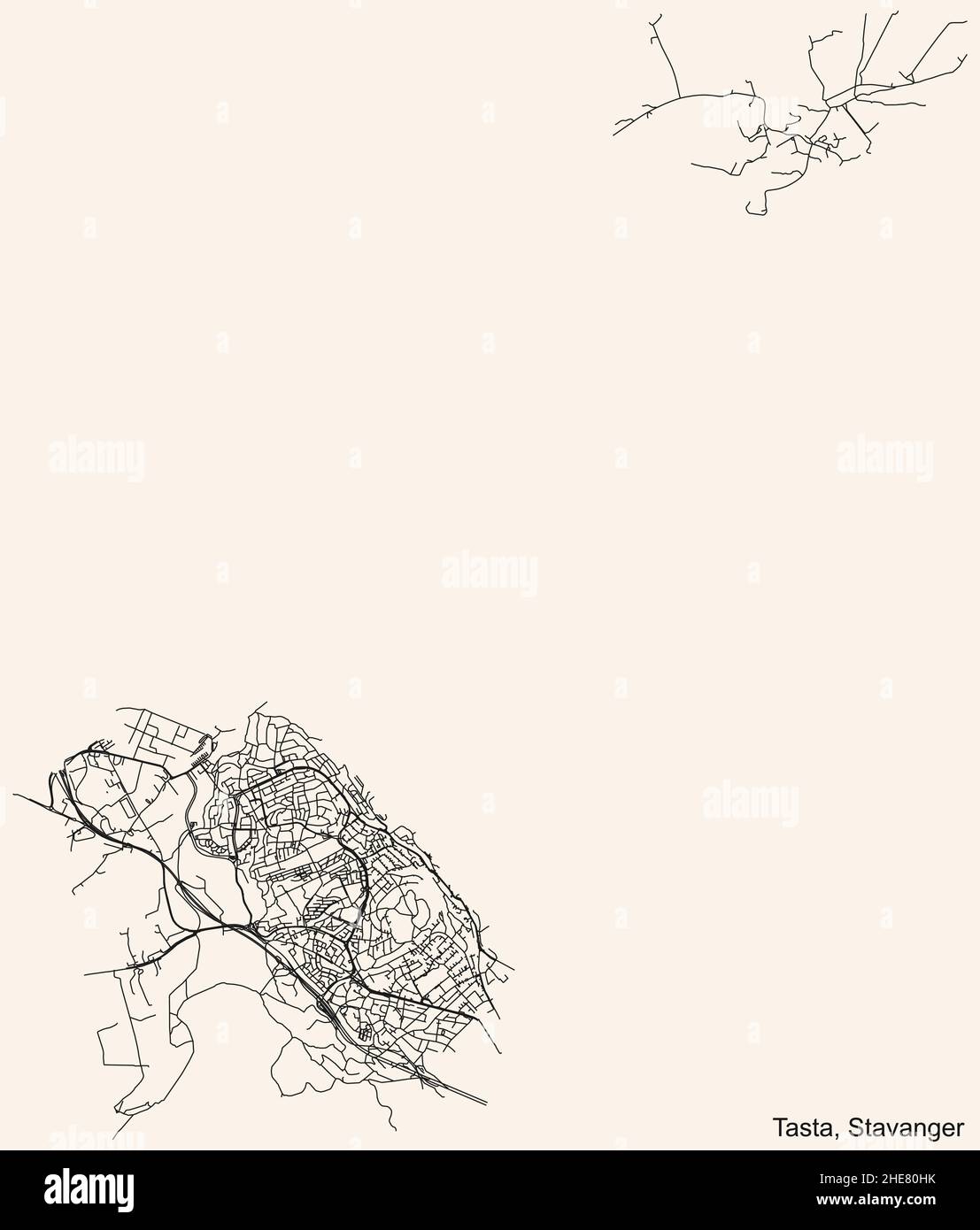 Detailed navigation black lines urban street roads map of the quarter ...