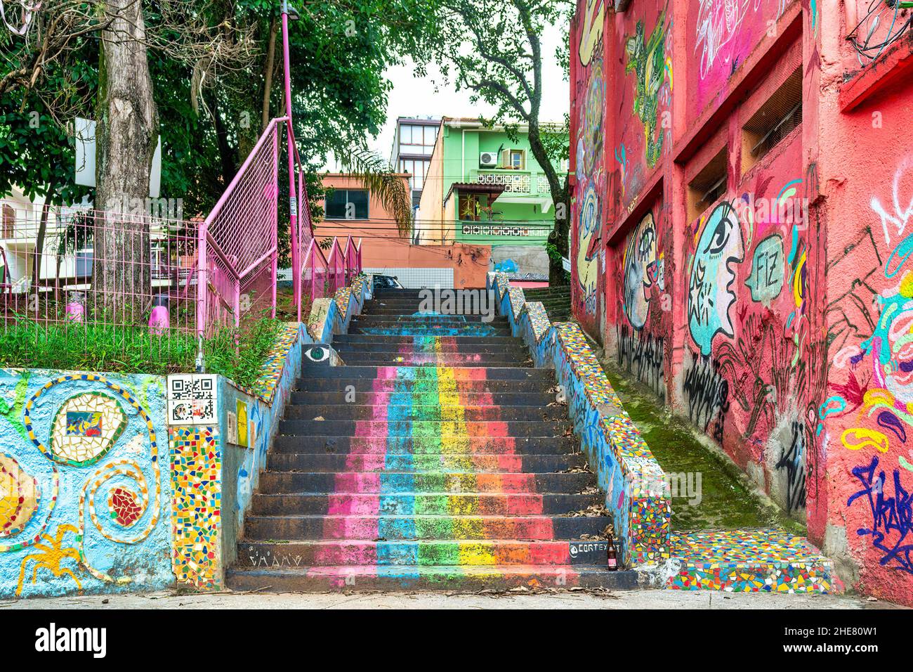 Urban art paintings in the walls of a stair or steps in the Batman ...