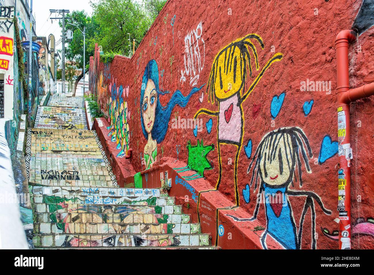 Urban art paintings in the walls of a stair or steps in the Batman ...