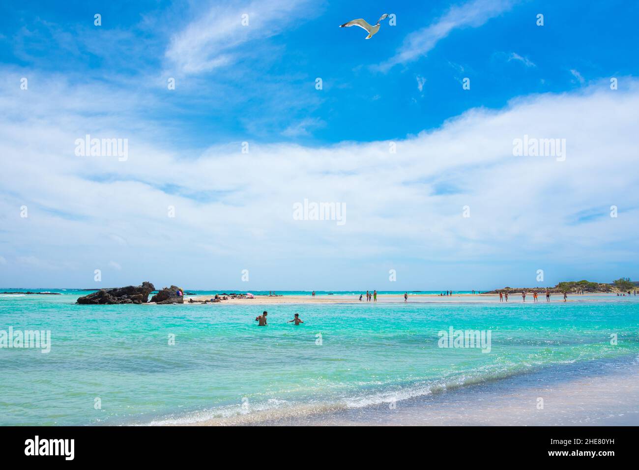 Tropical sandy beach with turquoise water, in Elafonisi, Crete, Greece ...