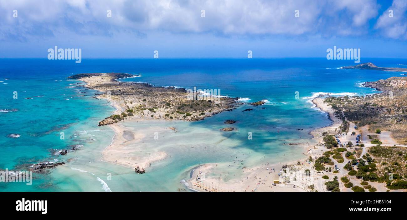 Tropical sandy beach with turquoise water, in Elafonisi, Crete, Greece ...