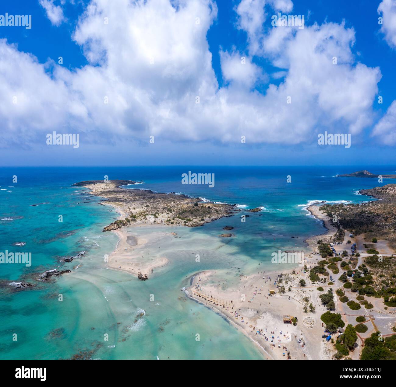Tropical sandy beach with turquoise water, in Elafonisi, Crete, Greece ...