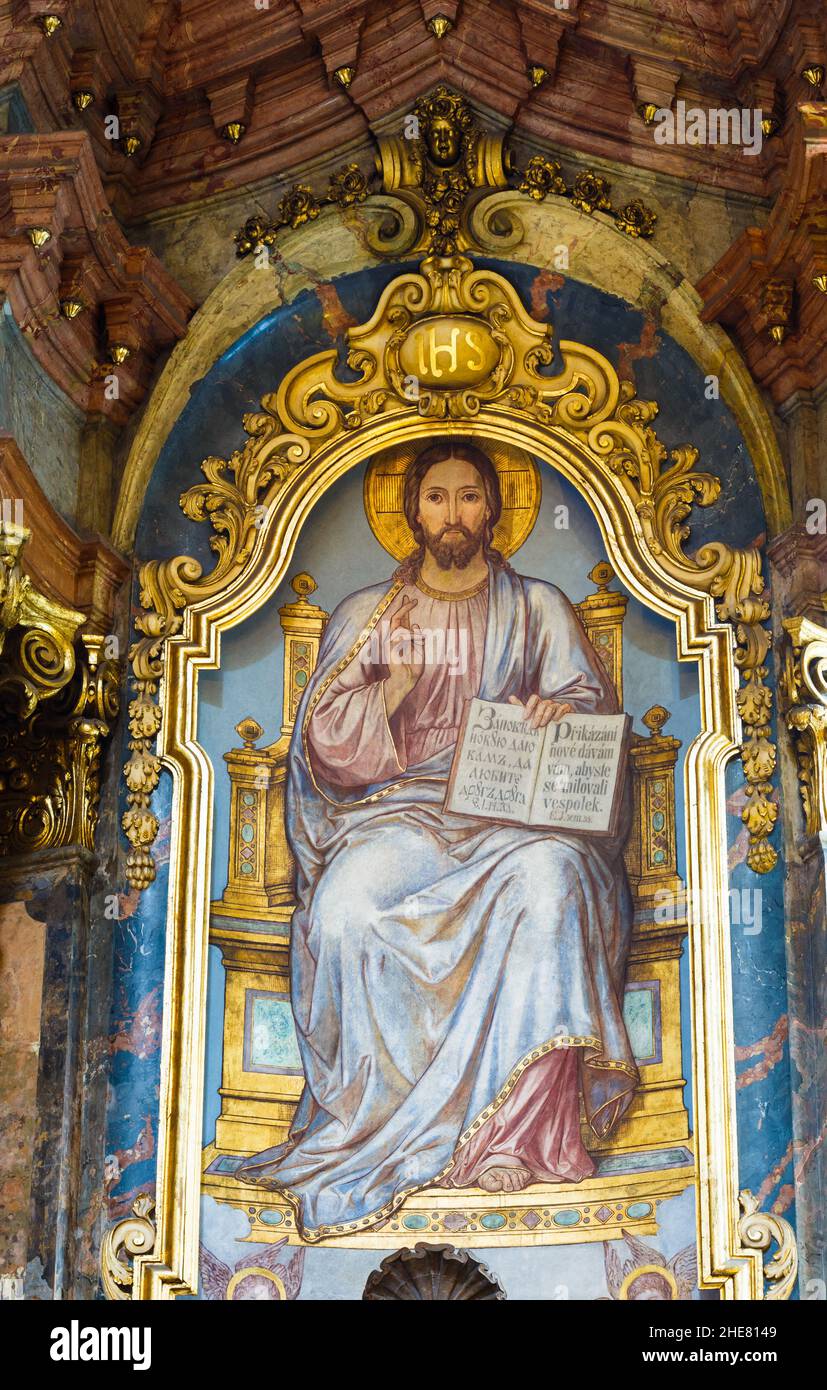 Religious Orthodox Icon Of Sitting Lord Jesus Christ God With Open ...