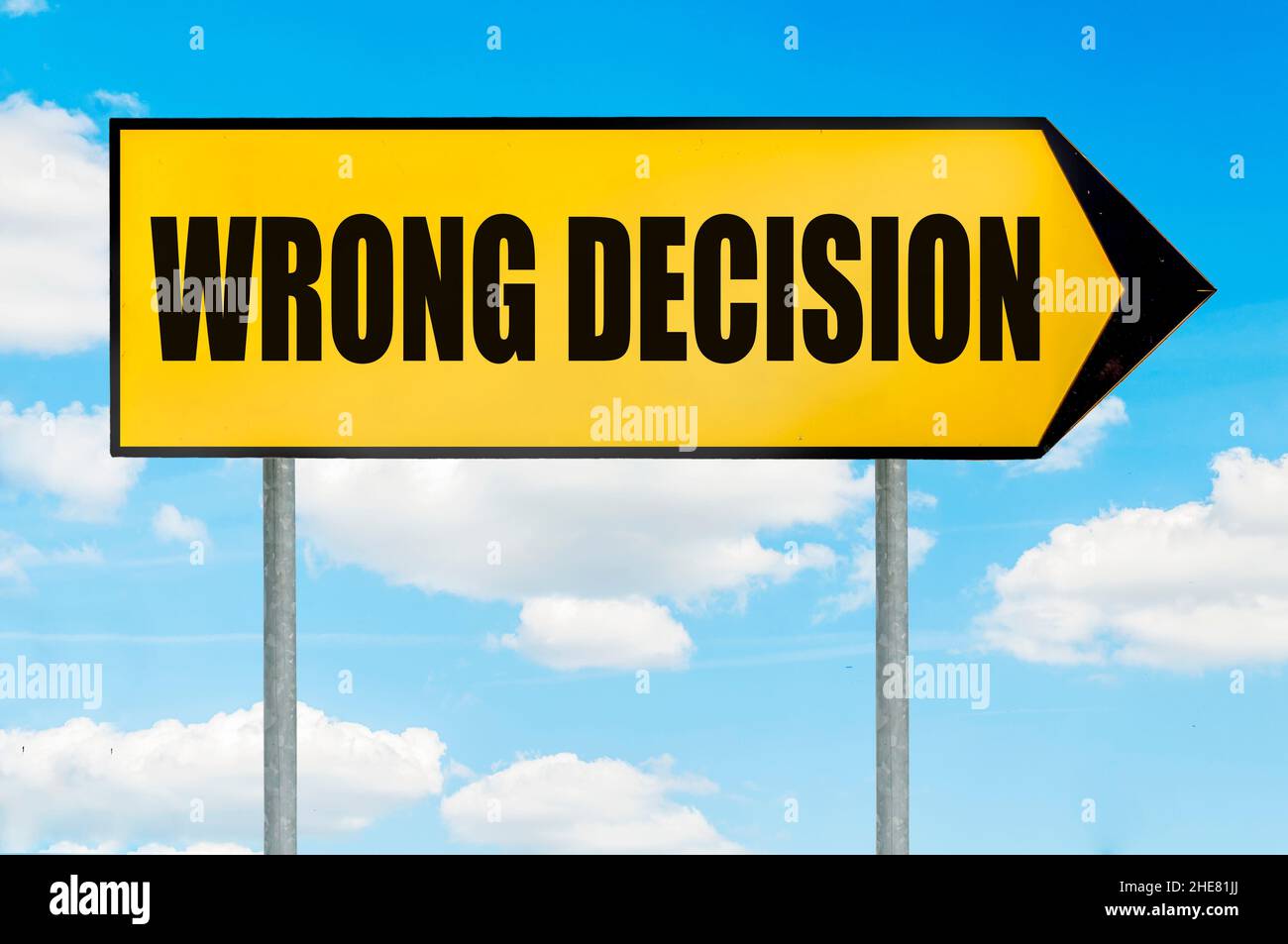 Wrong decision Sign -Yellow road sign Stock Photo - Alamy