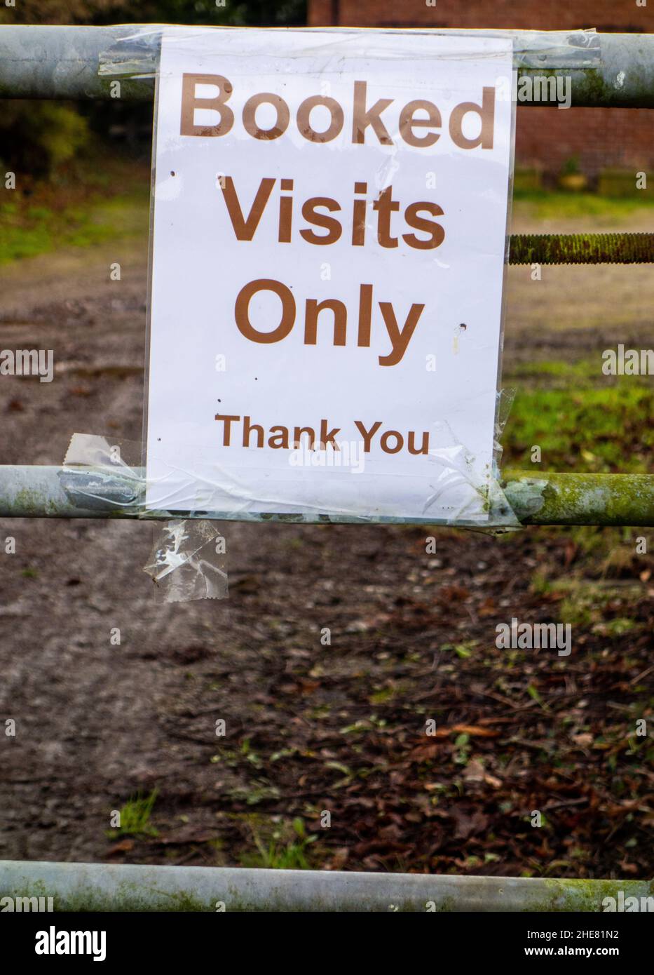 Sign saying booked visits only at a pottery craft center at Hassall ...