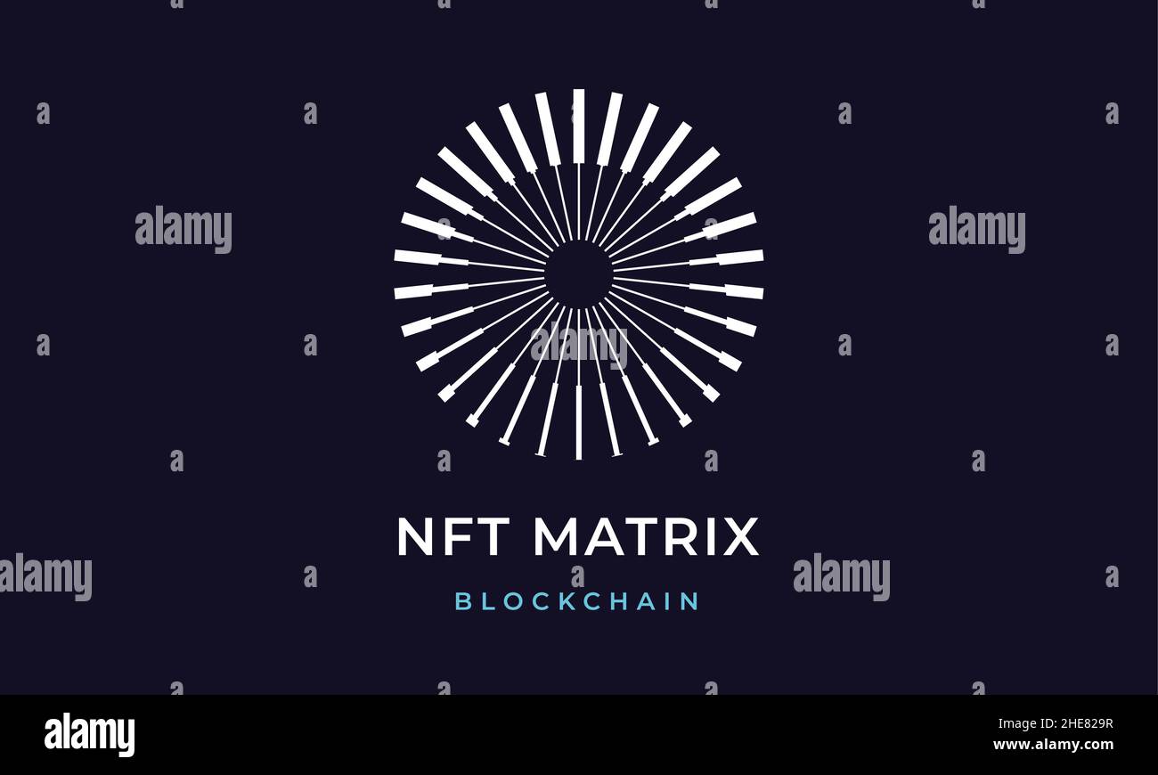 Blockchain logo, logotype, sign. Digital circle line design template ...