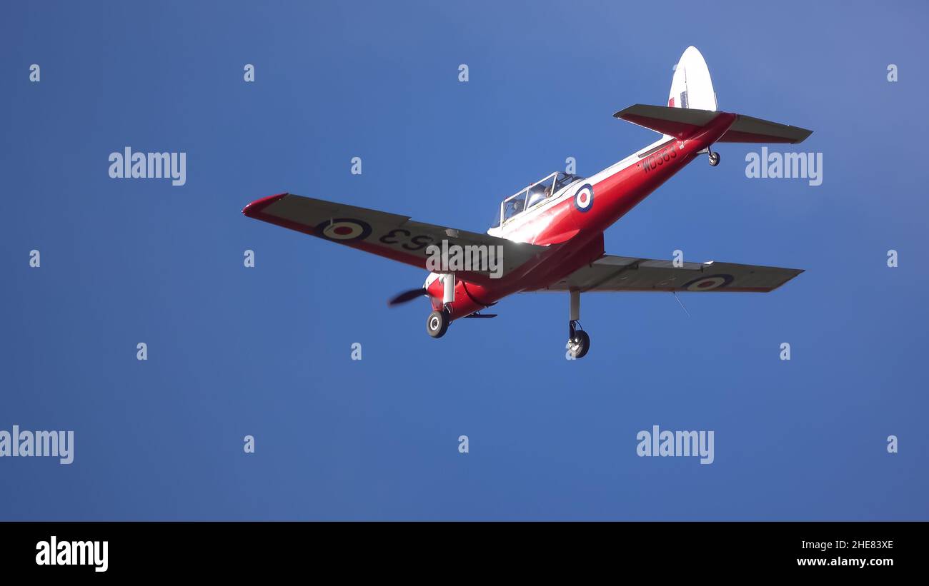 a 1951 De Havilland DHC-1 Chipmunk WD363 22 C-N C1-0304 flies low ...