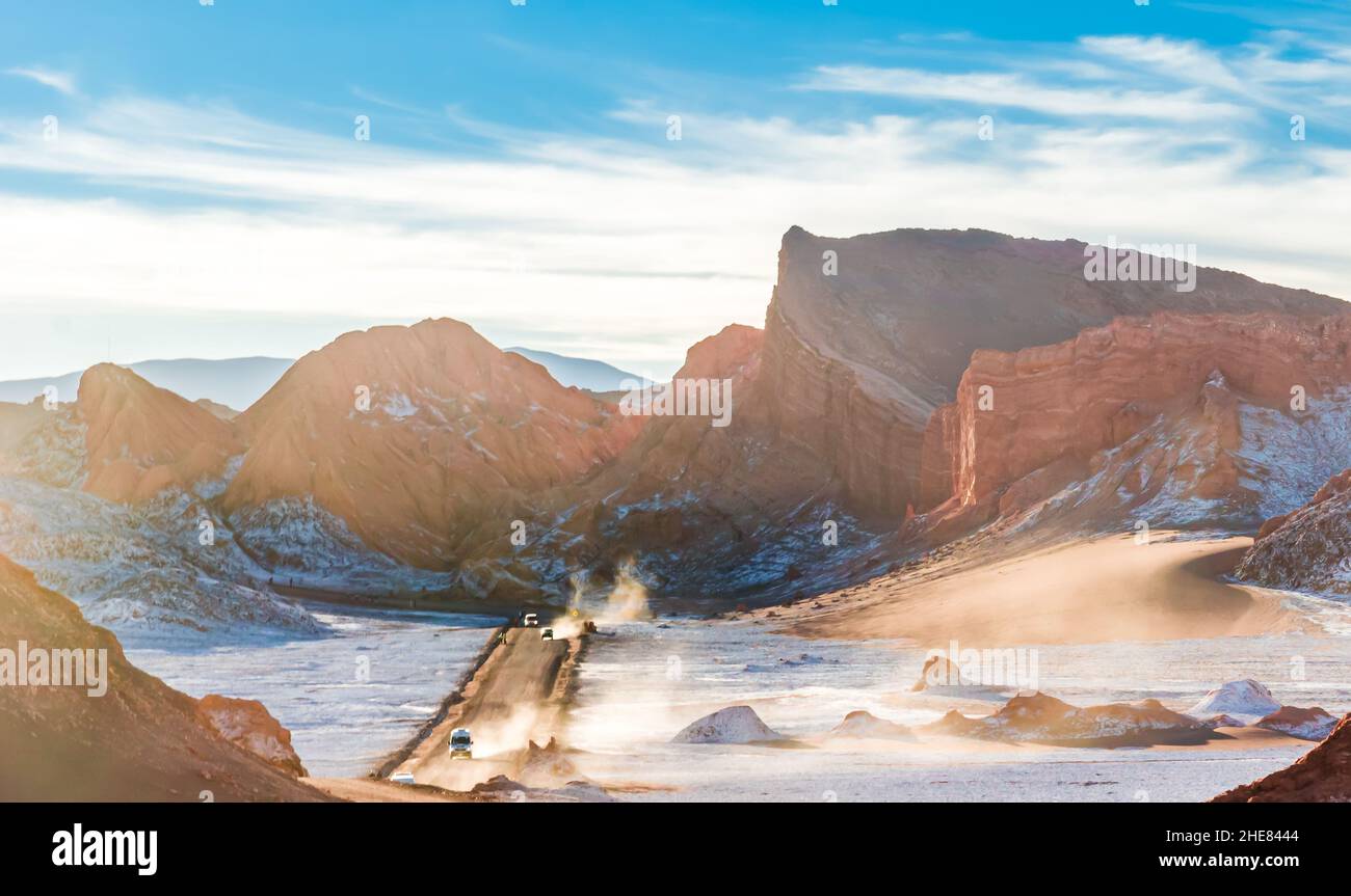 Volcanoes Licancabur and Juriques, Moon Valley, Atacama desert, Chile ...