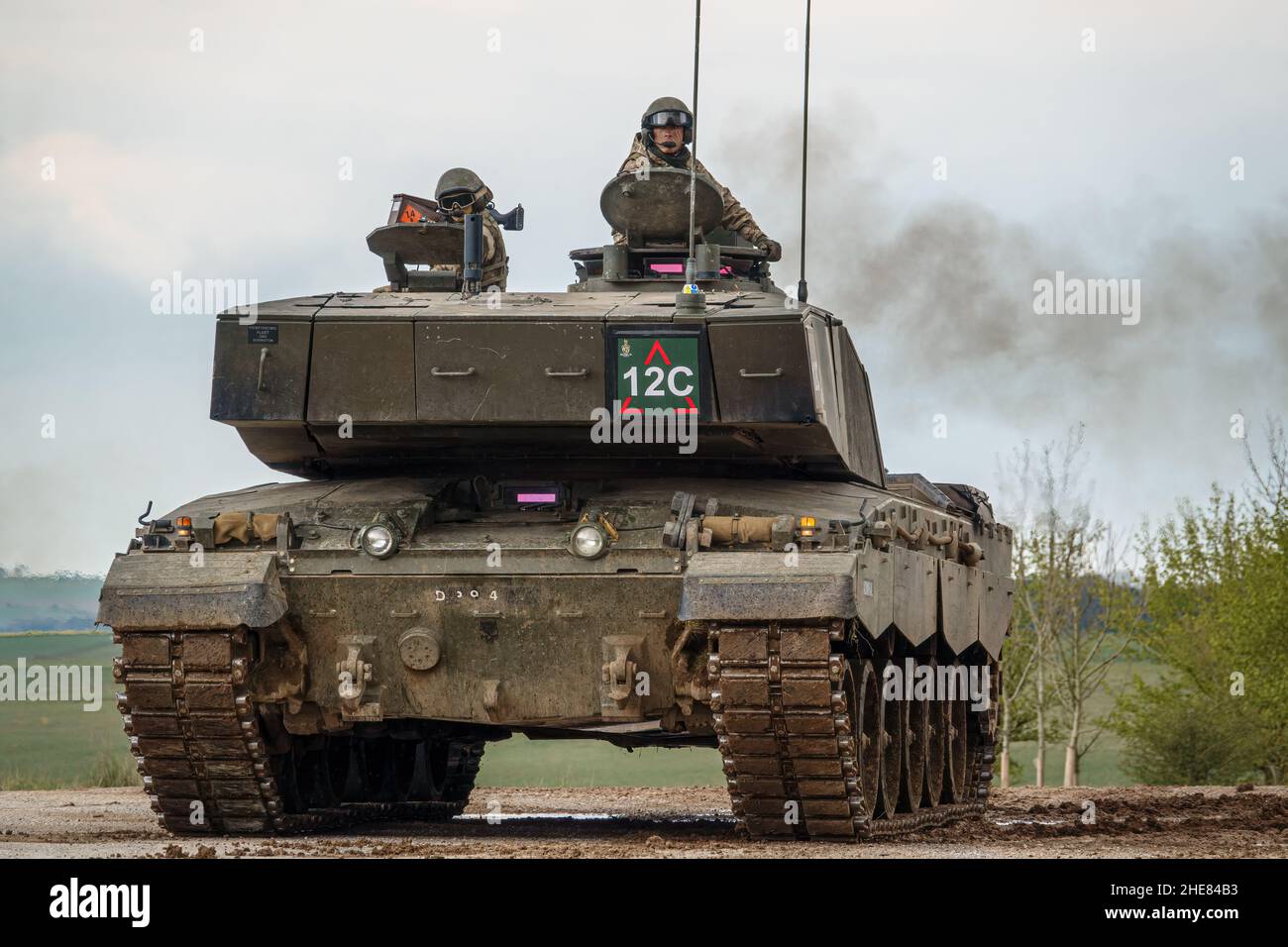 close up of a british army challenger 2 main battle tank in action on a ...