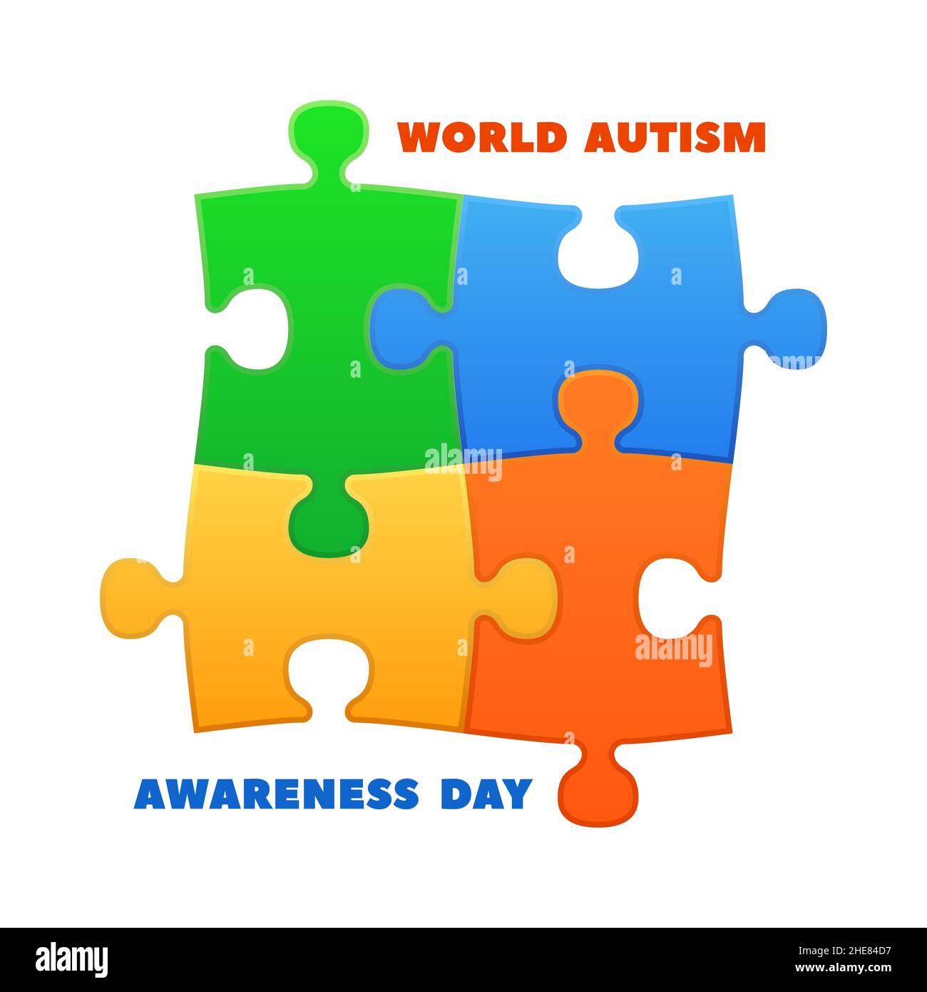 World autism day. Awareness poster with colorful puzzle autistic logo ...