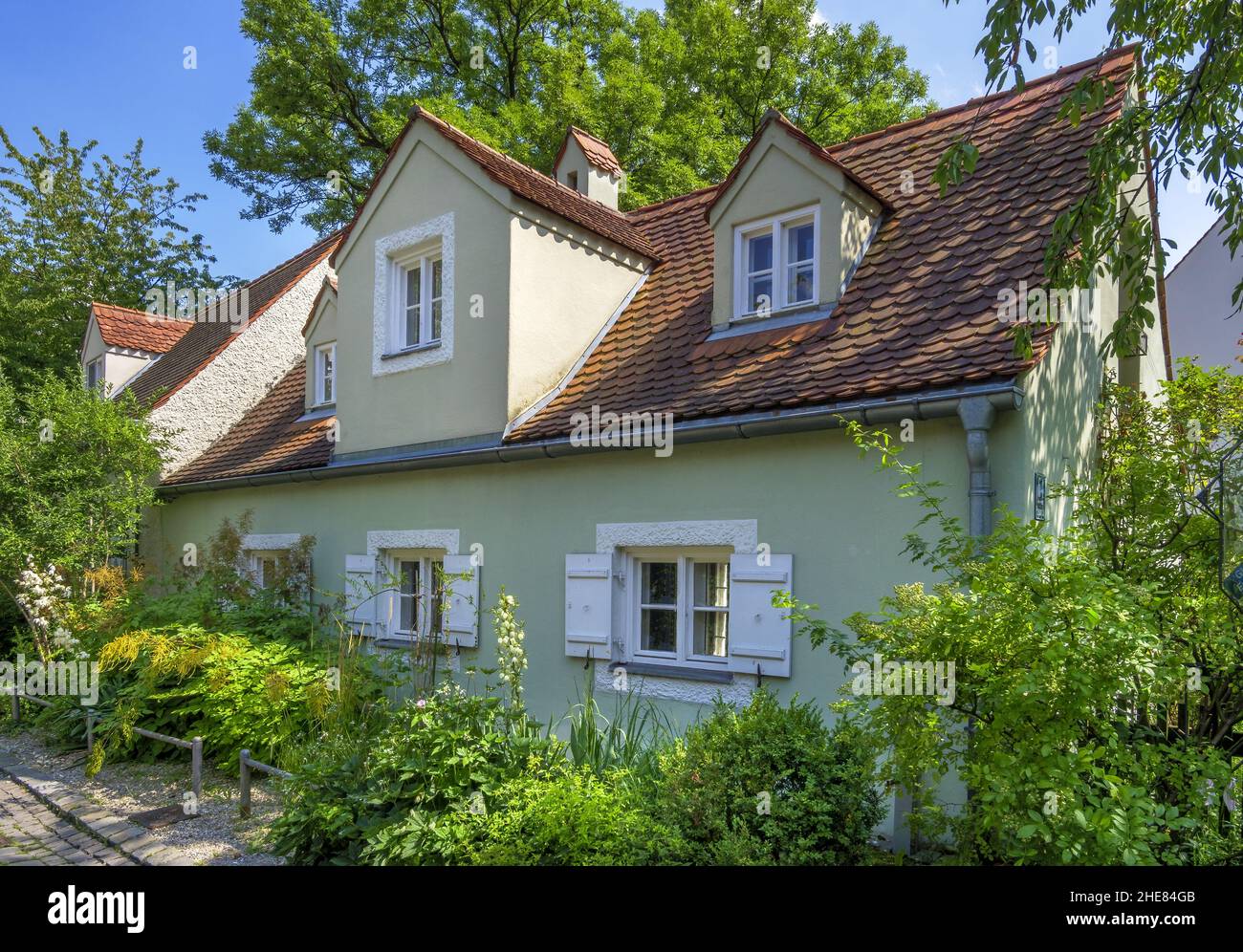 Historic hostel houses in Munich, Bavaria, Germany Stock Photo - Alamy