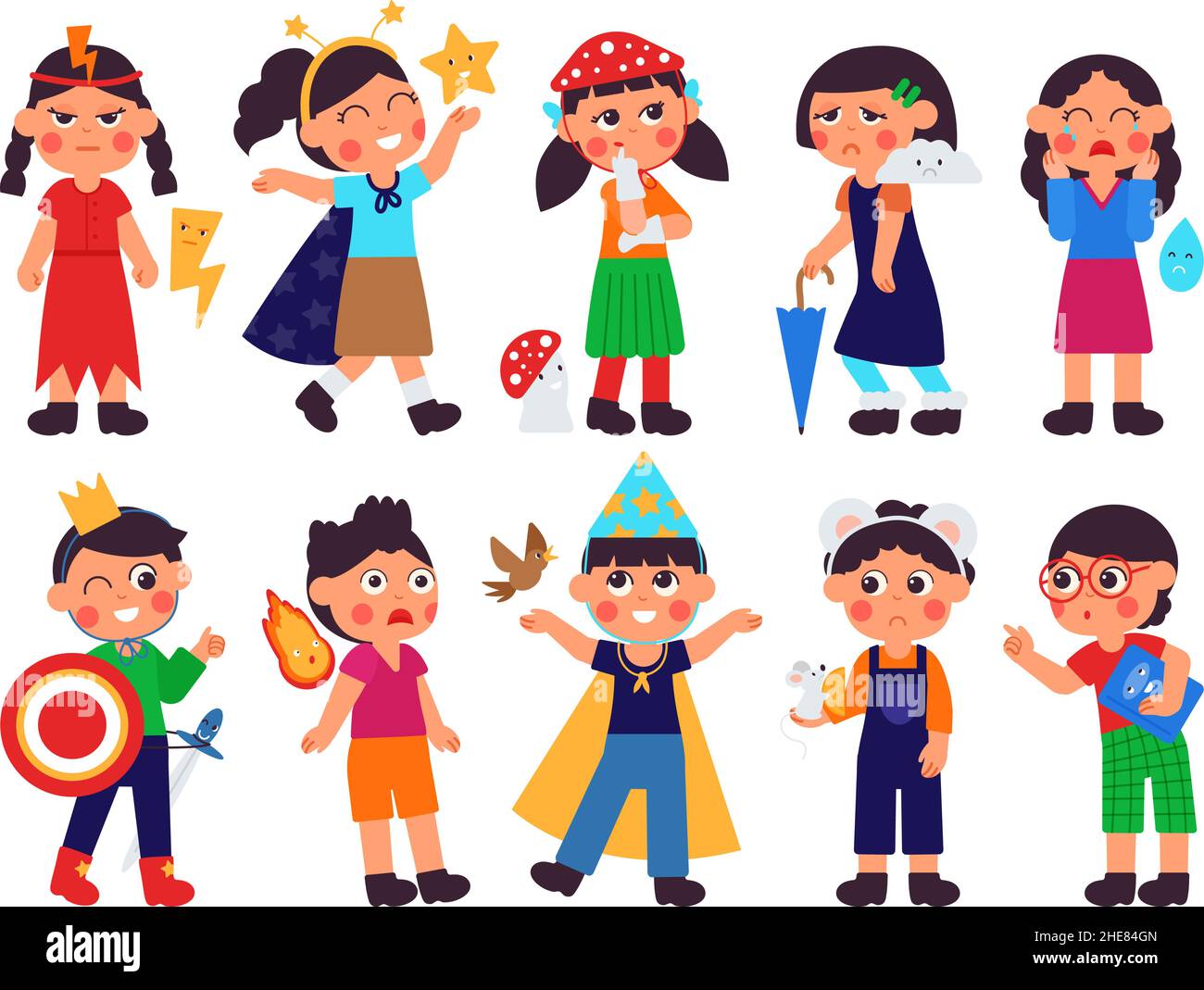 Emotional kids. Kawaii children emotion, cute kindergarten boys and ...