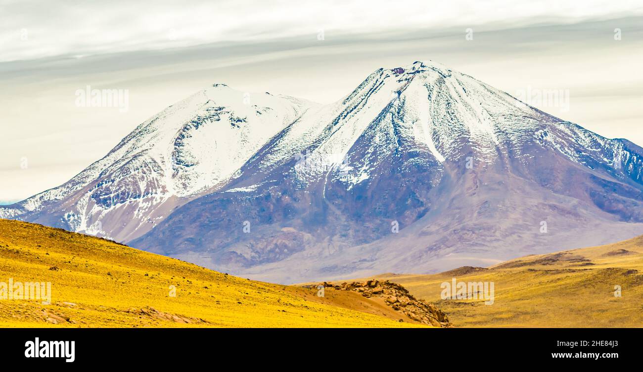Licancabur and Juriques volcanoes by Bolivia and Chile border Stock ...
