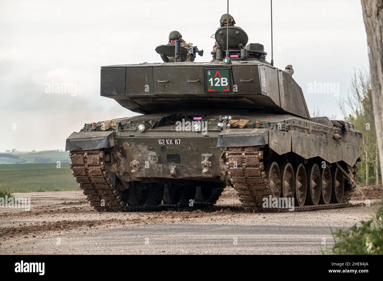 close up of a british army challenger 2 main battle tank in action on a ...