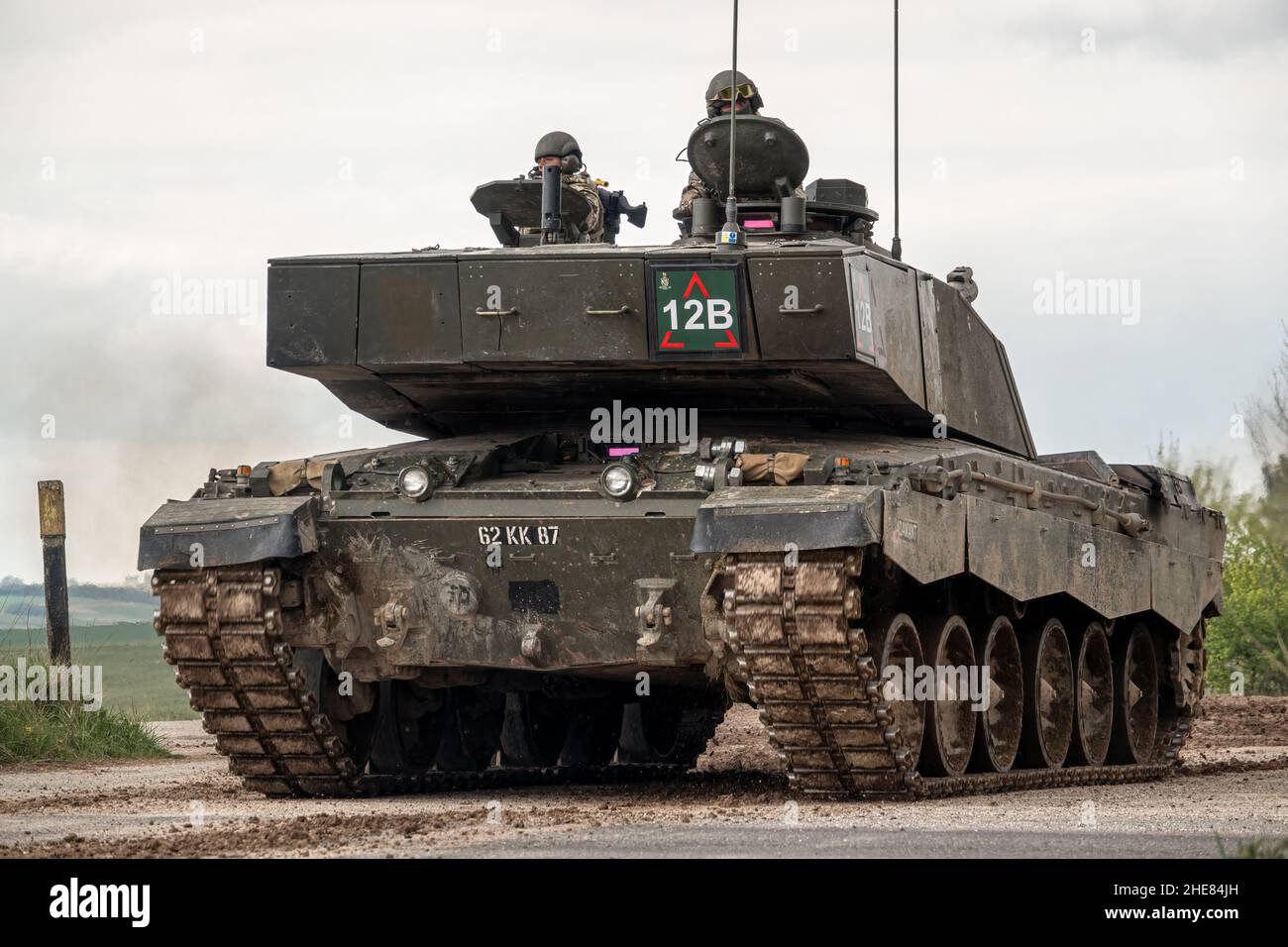 close up of a british army challenger 2 main battle tank in action on a ...