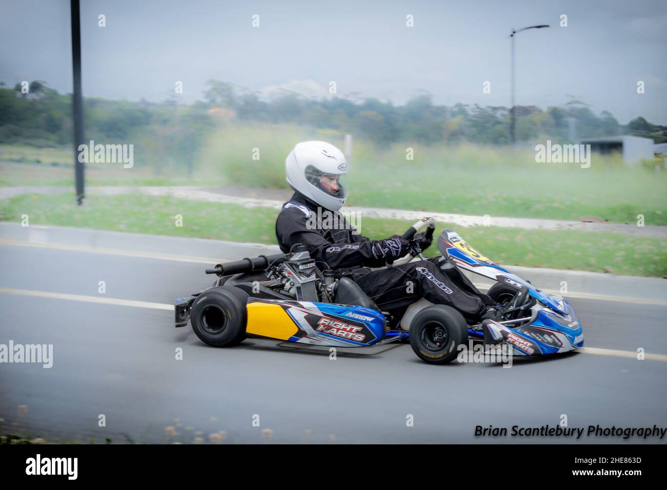 Auckland new Zealand - December 27 2021; Go karting on suburban streets ...