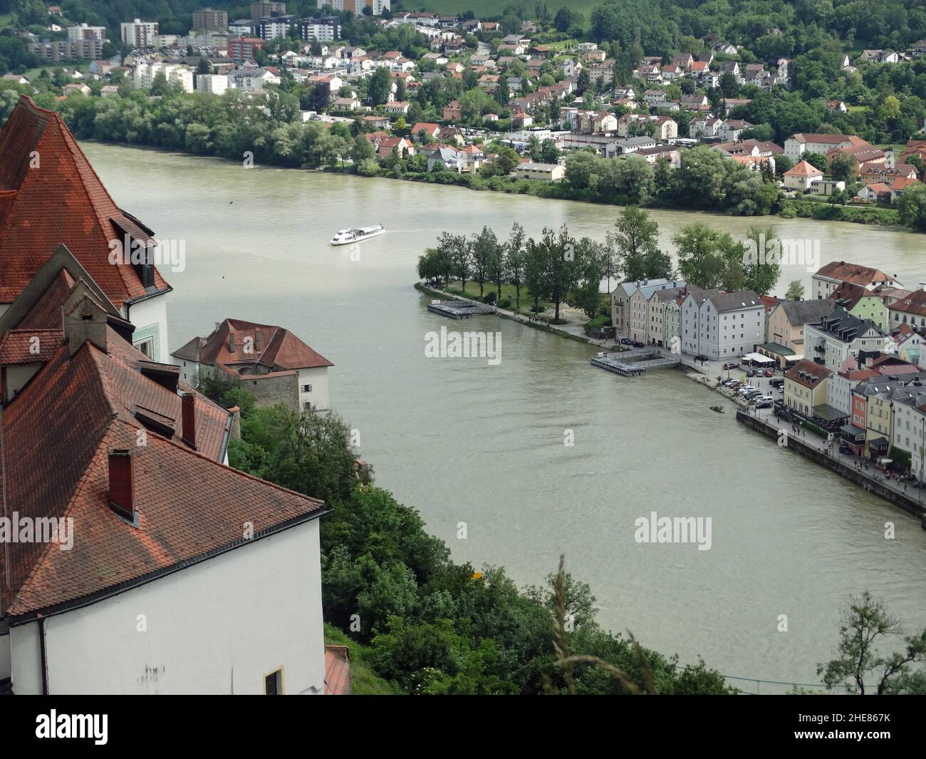Confluence of Inn and Danube Rivers Stock Photo - Alamy