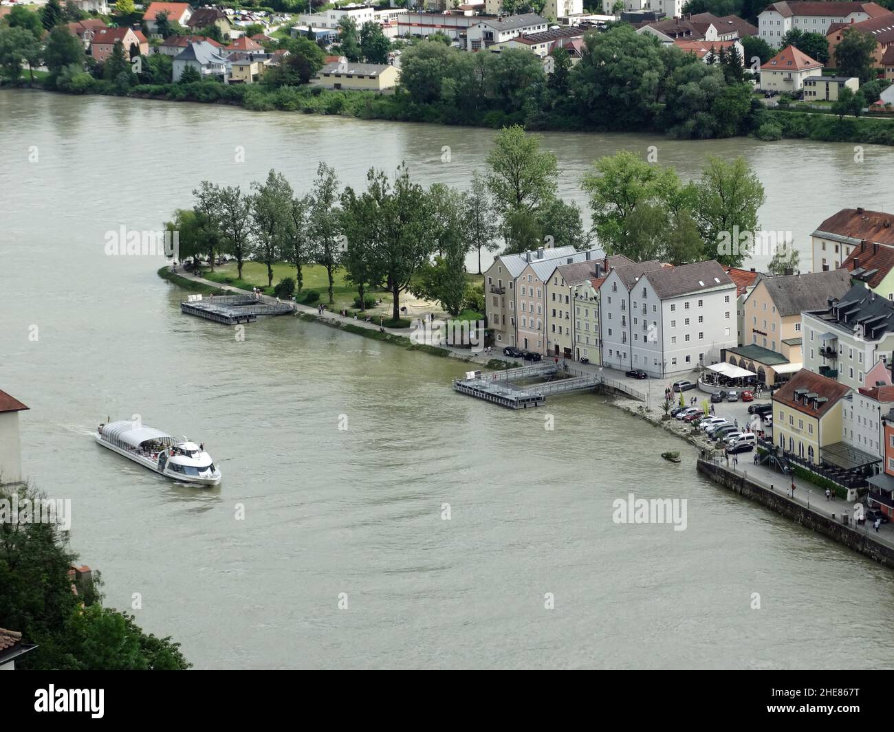 Confluence of Inn and Danube Rivers Stock Photo - Alamy