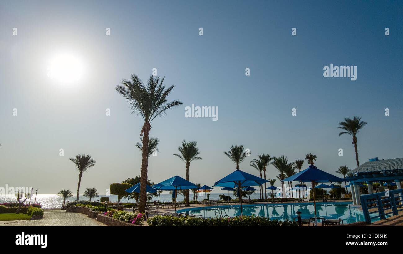 Sharm el sheikh. Egypt September 2021. View of a beautiful five star ...