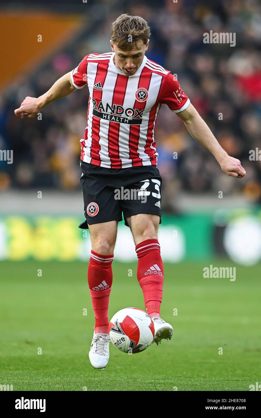 Ben Osborn #23 of Sheffield United tries to control the ball in, on 1/9 ...