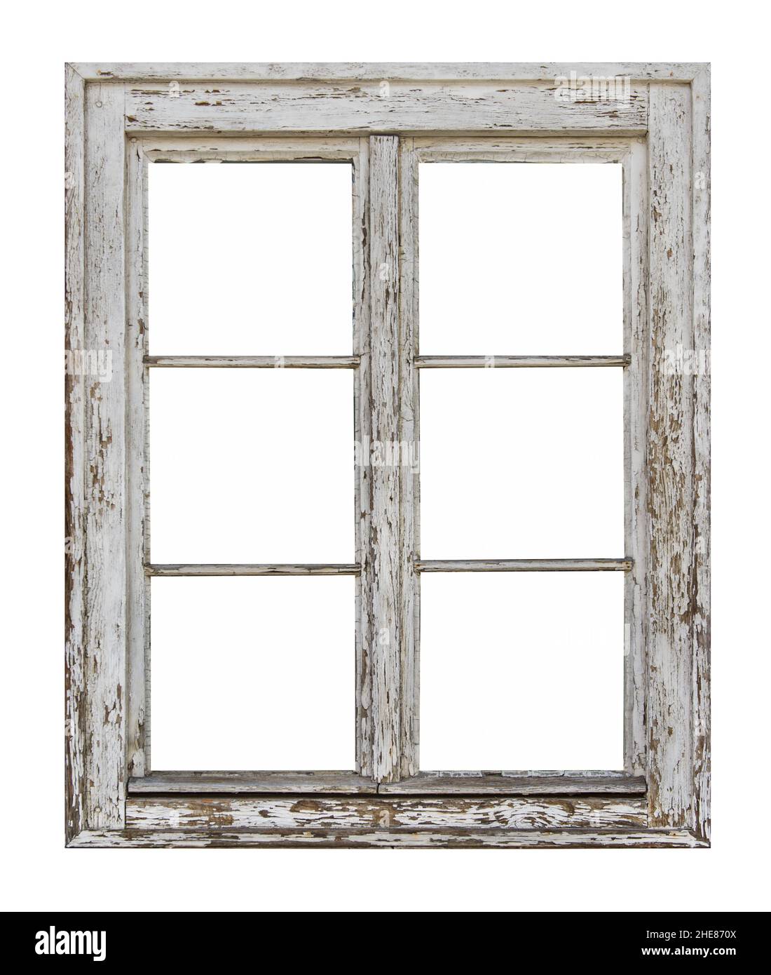 Vertical shot of an rectangle old wooden grey window frame isolated on ...