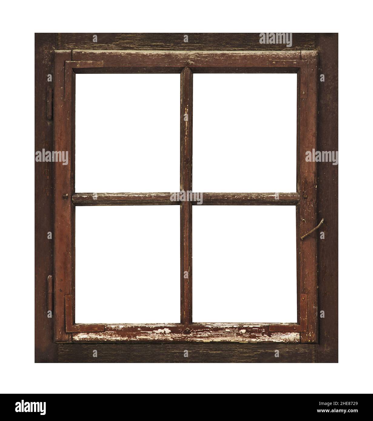 Old wooden square window frame isolated on a white background Stock ...