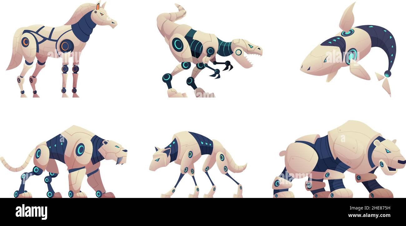 Robotic animals. Cyber technology futuristic androids from flora ...