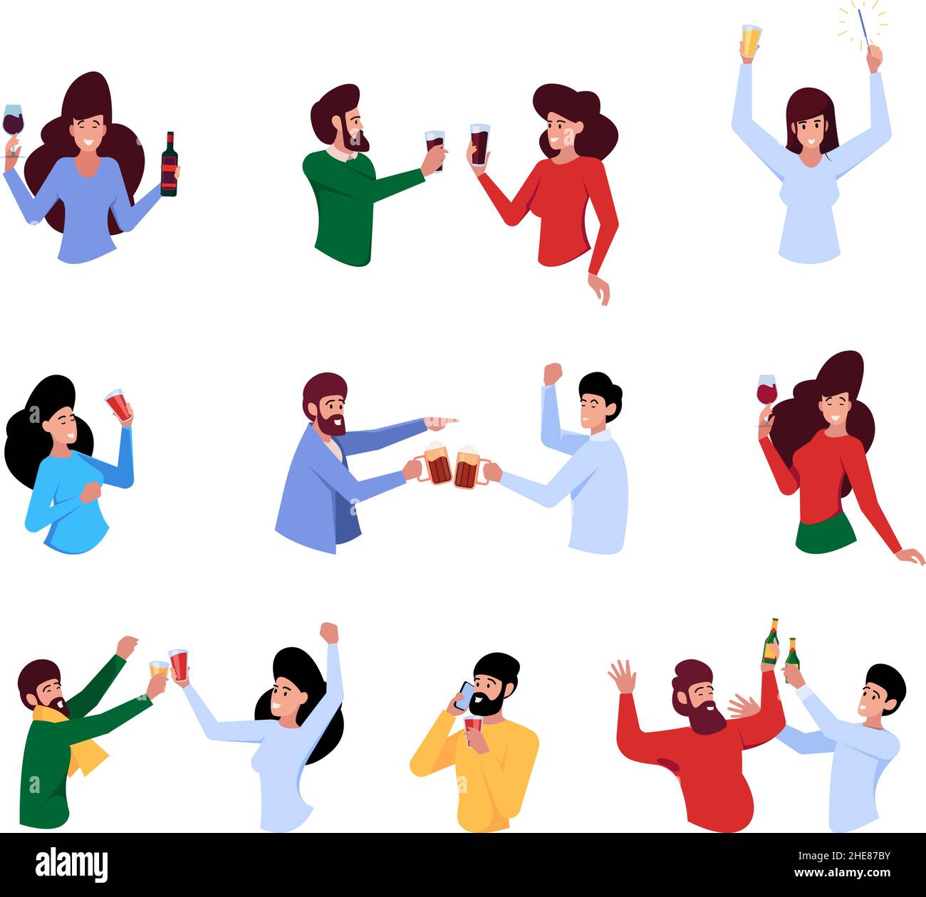 People Clink Glasses Friends On Party Celebrating Together Funny Event