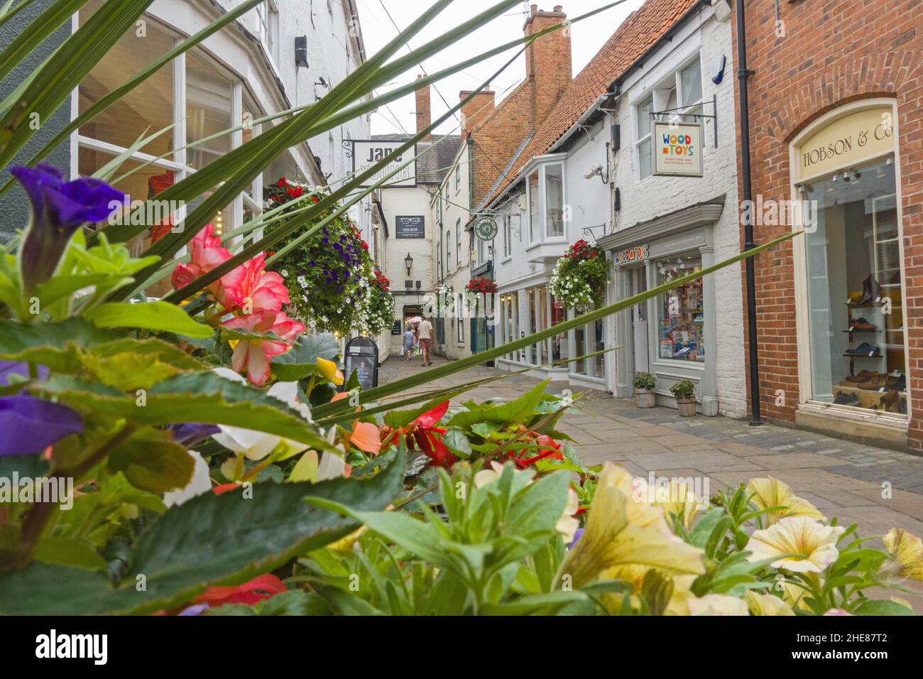Chain Lane seen through floral placement, Newark on Trent England UK ...