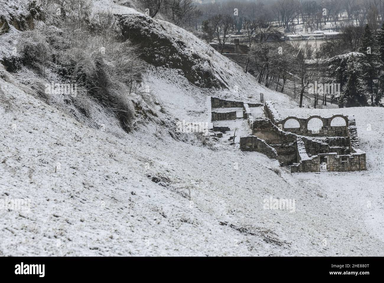 Winter in Serbia: Snow in Kalemegdan fortress Stock Photo - Alamy