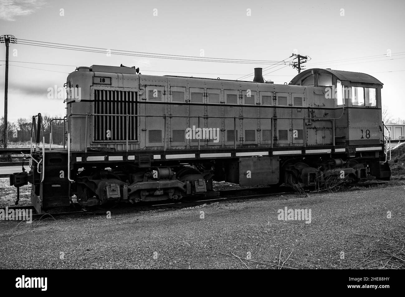 Grayscale of an old weathered cargo train Stock Photo - Alamy