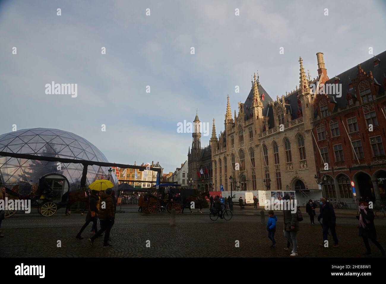 Gothic architecture on market square in Bruges Stock Photo - Alamy