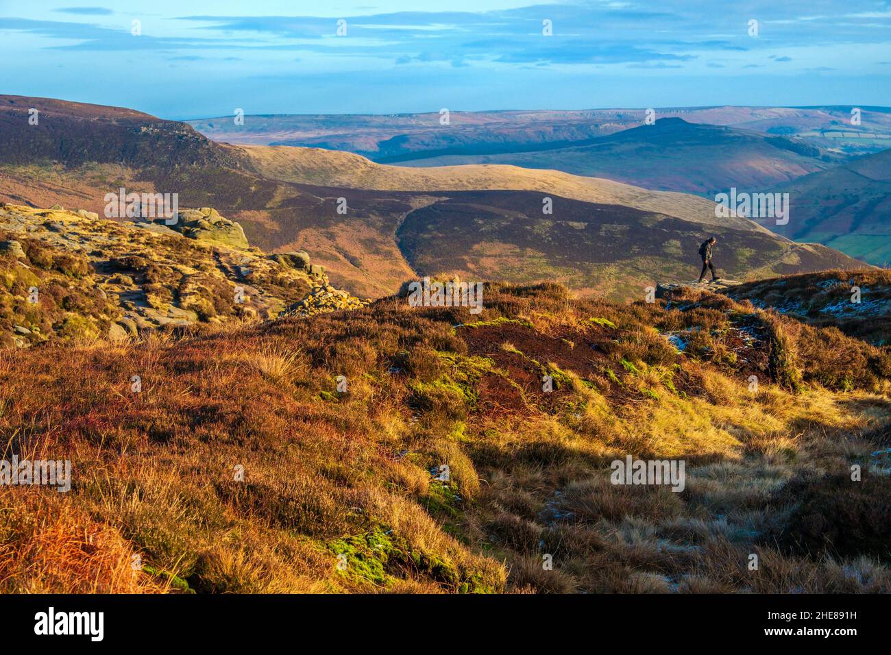 The Kinder Scout plateau above Edale in the Peak District National Park ...