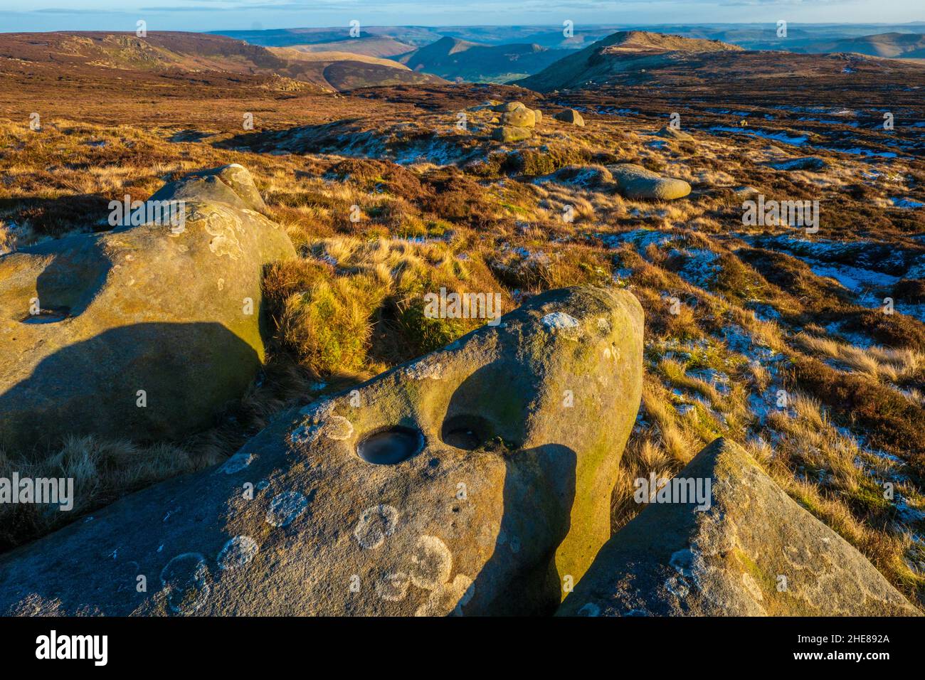 The Kinder Scout plateau above Edale in the Peak District National Park ...