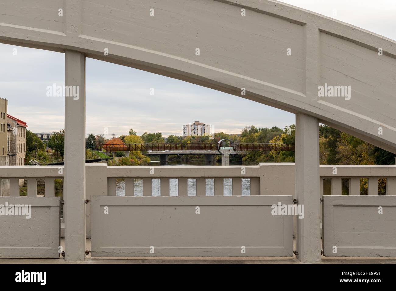 View of Grand River Pedestrian Bridge in Cambridge, Ontario, Canada ...