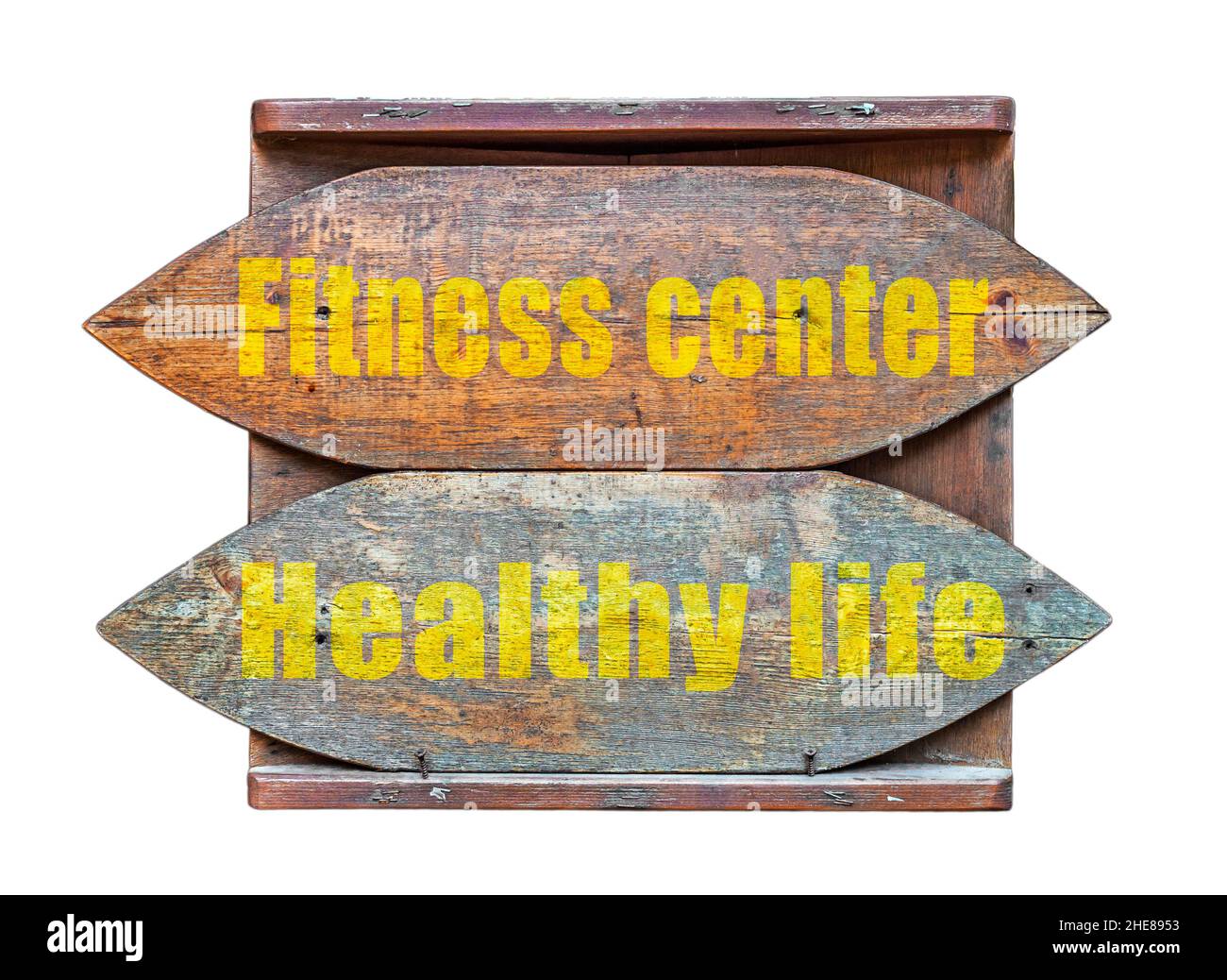 Fitness Center Wooden old sign hanged Stock Photo - Alamy