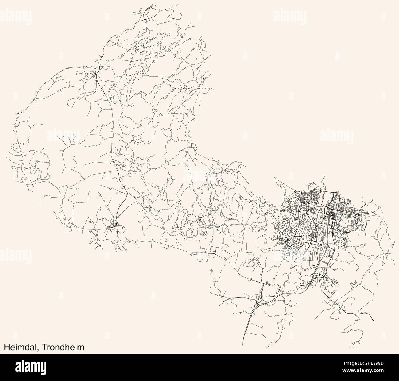 Detailed navigation black lines urban street roads map of the quarter ...