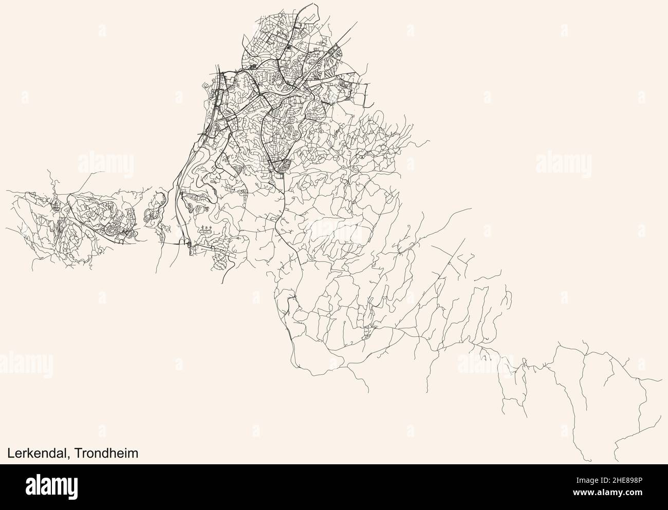 Detailed navigation black lines urban street roads map of the quarter ...