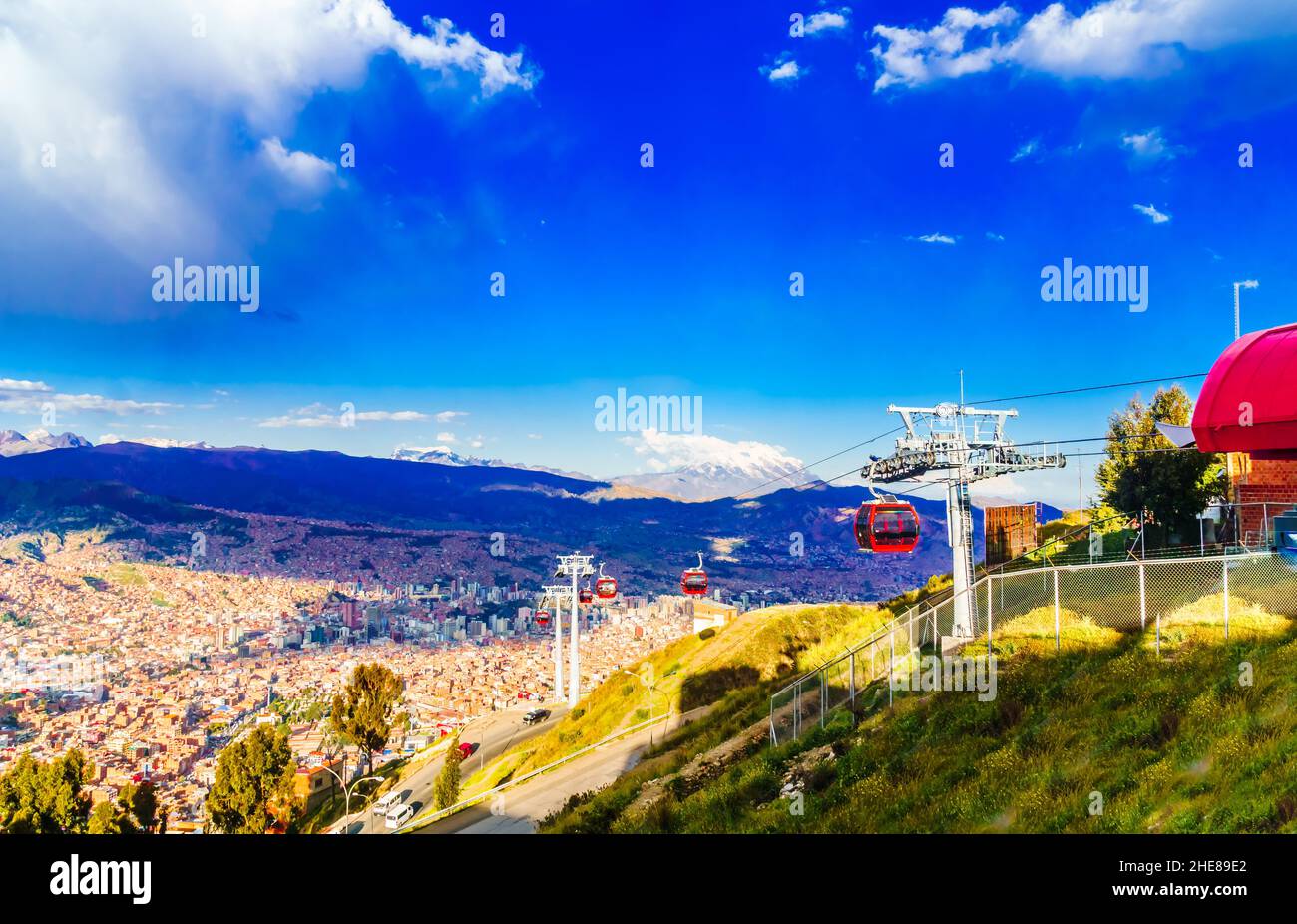 Mi Teleferico, aerial cable car urban transit system in La Paz, Bolivia ...