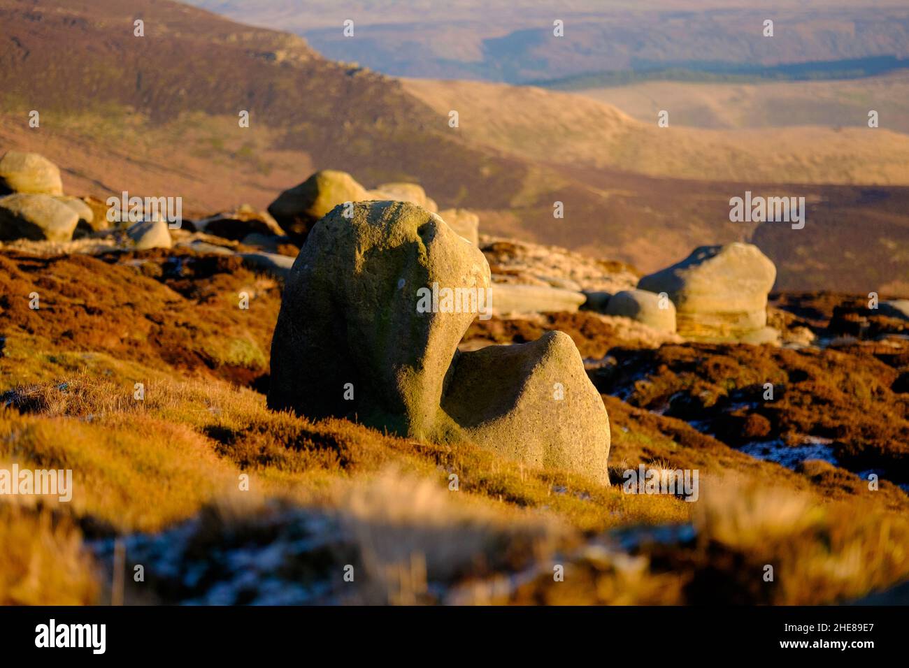 The Kinder Scout plateau above Edale in the Peak District National Park ...