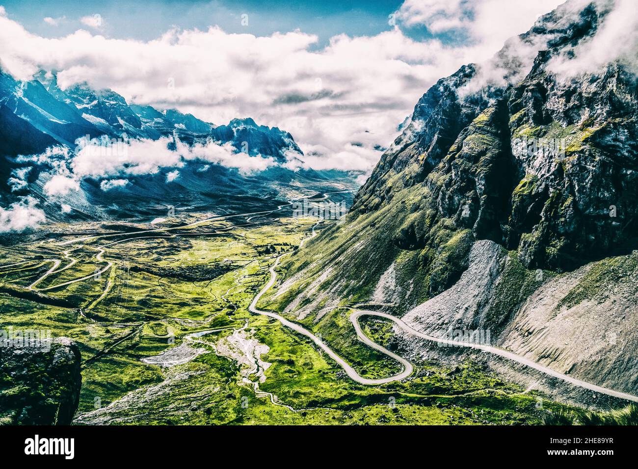 Mountain landscape and view on starting point of the death road Stock ...