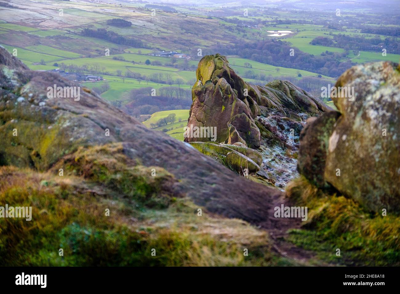 Ramshaw Rocks, a Gritstone outcrop on the Staffordshire Moorlands, Peak ...