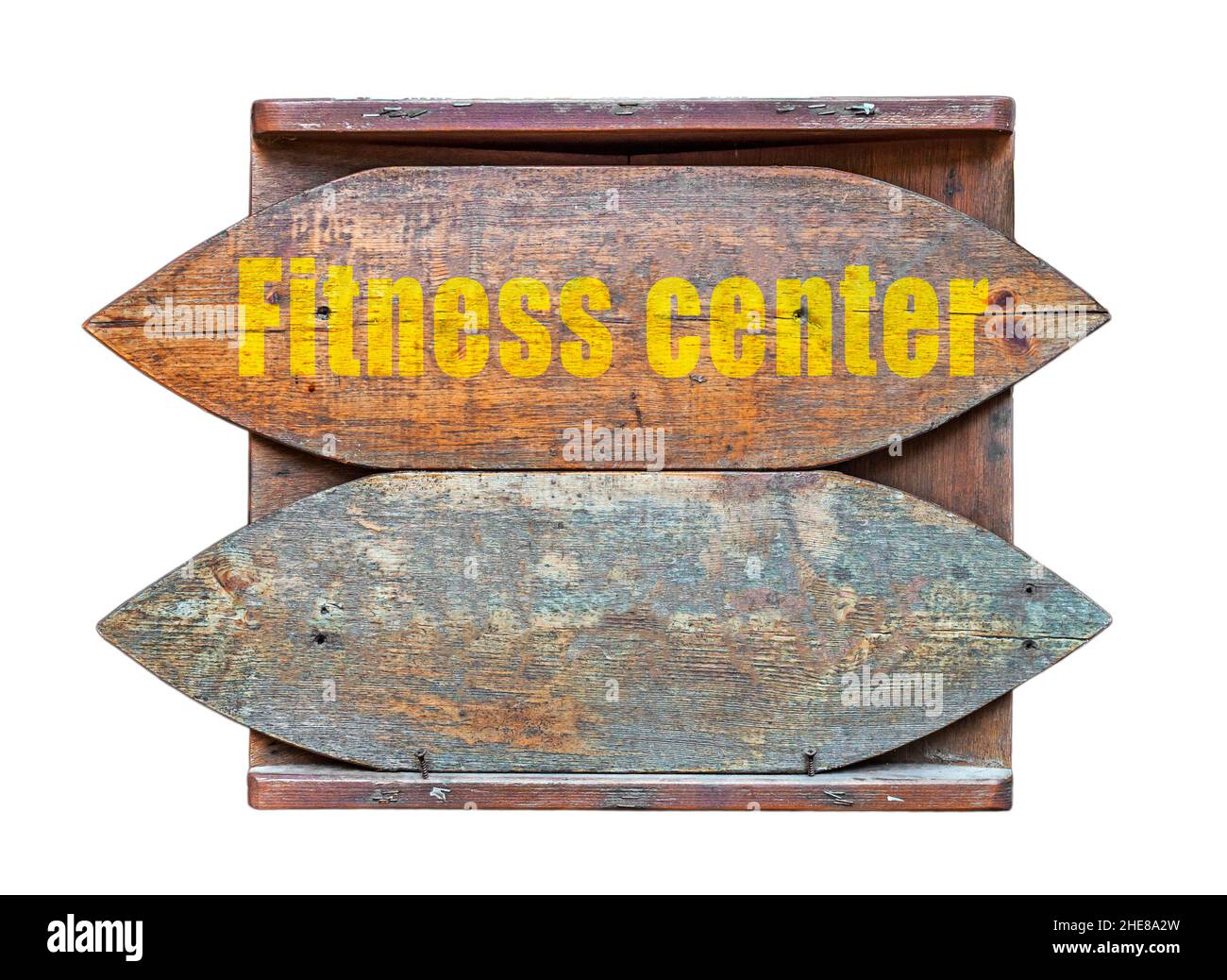 Fitness Center Wooden old sign hanged Stock Photo - Alamy