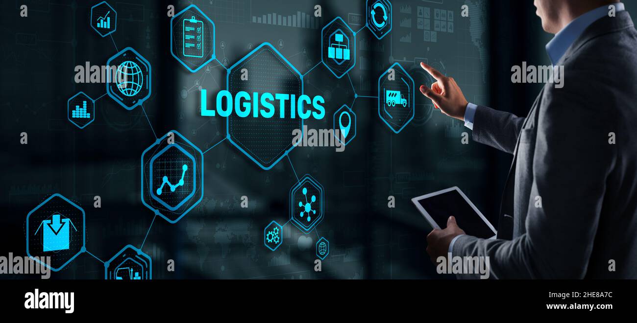Logistic network distribution and transport concept. Goods delivery ...