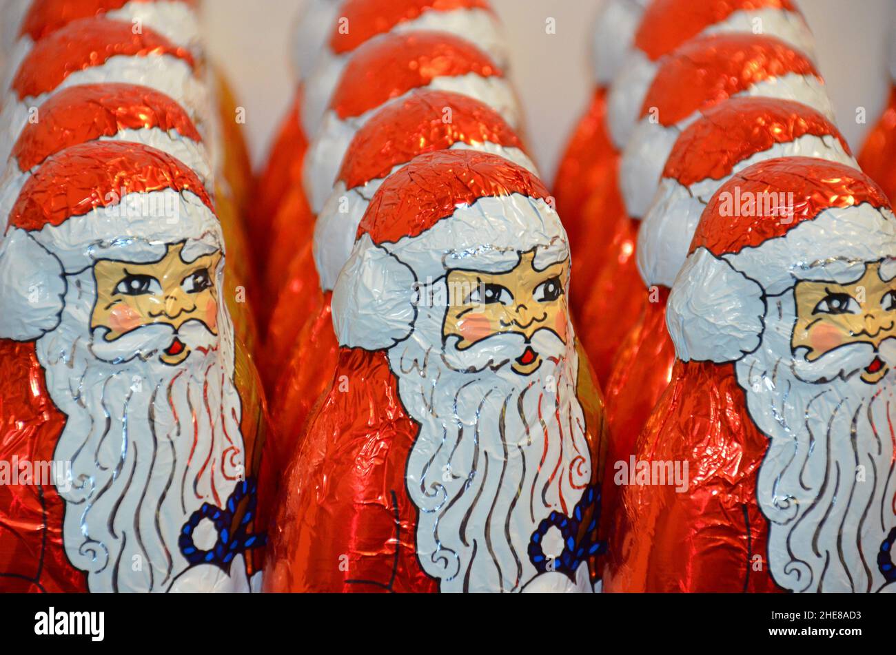 Chocolate Santa Clauses Stock Photo - Alamy