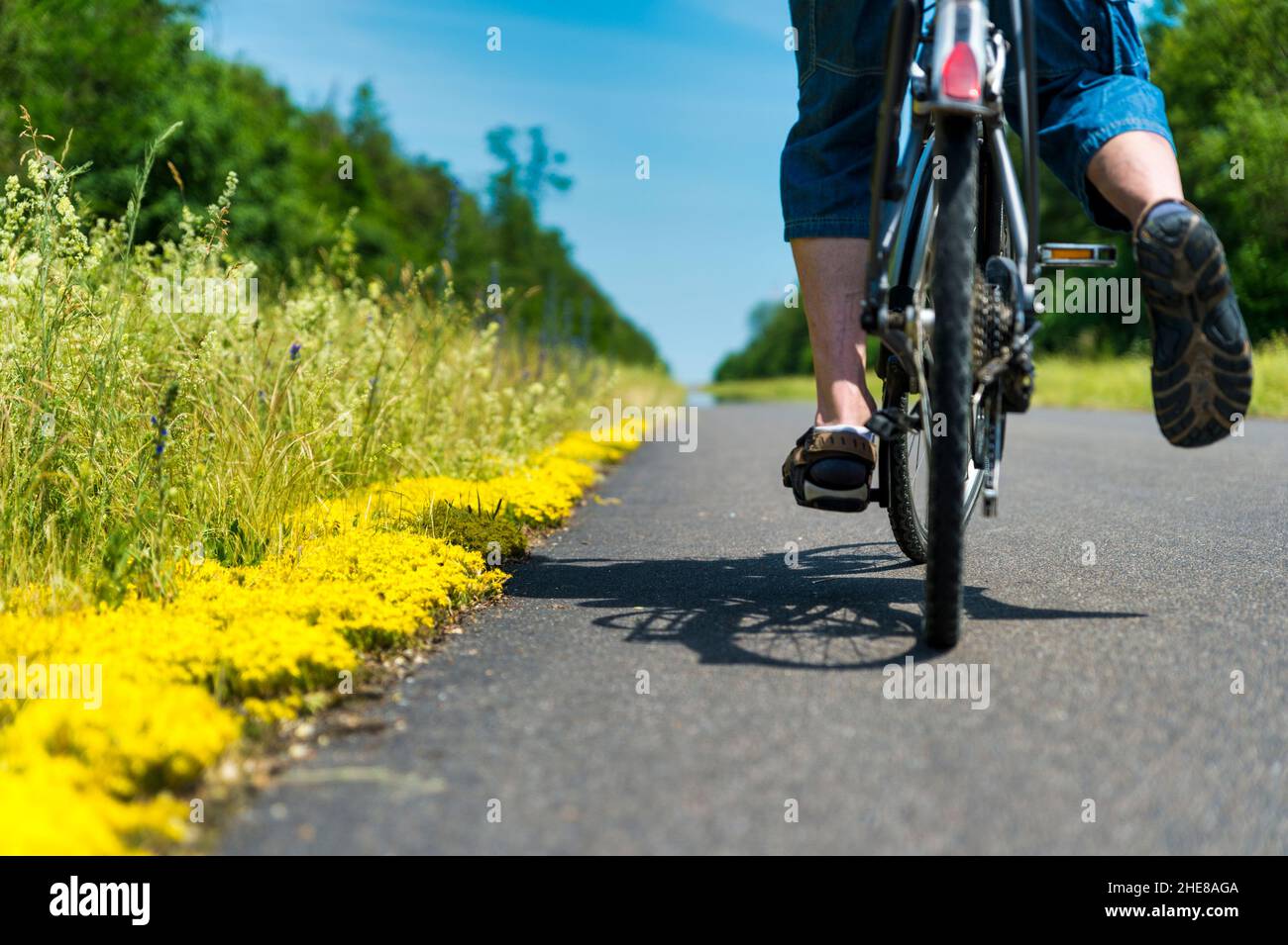 Cyclist legs closeup road hi-res stock photography and images - Alamy