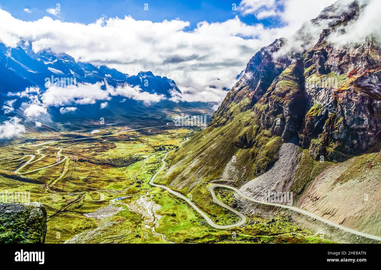 Mountain landscape and view on starting point of the death road Stock ...