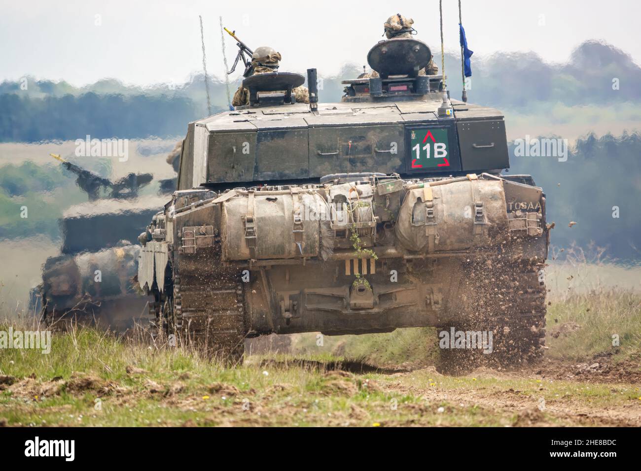 close up of a british army challenger 2 main battle tank in action on a ...
