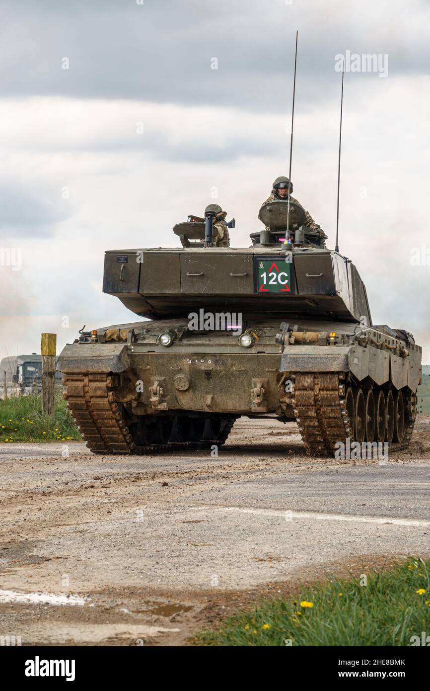 close up of a british army challenger 2 main battle tank in action on a ...