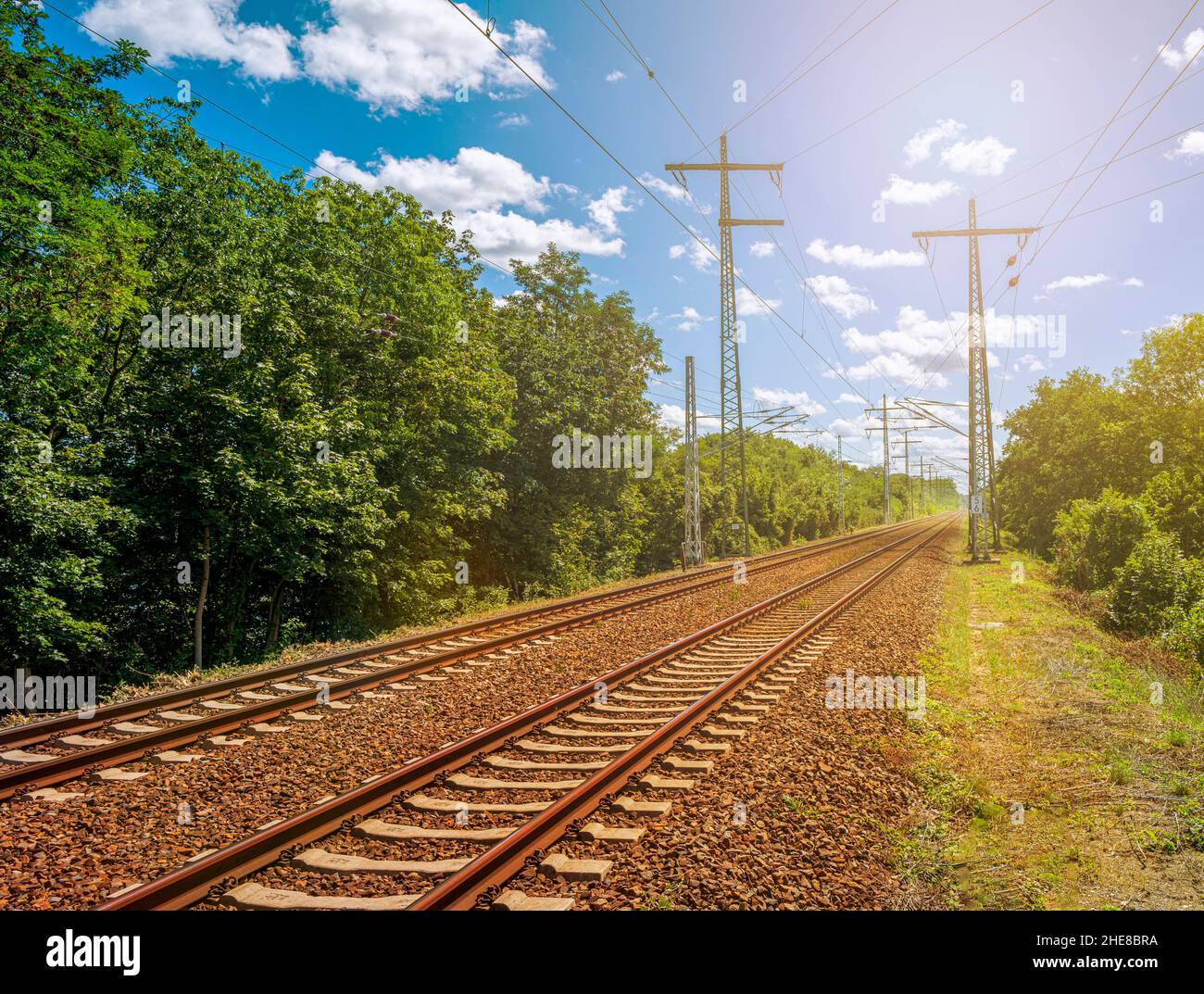 Rail Line Of The Railway In Germany Stock Photo - Alamy